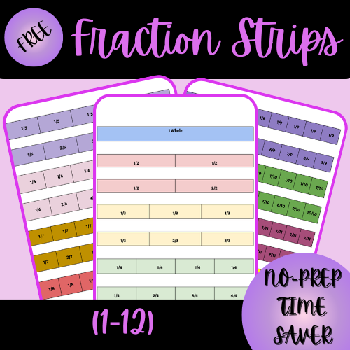 FREE Fraction Strips (1-12)