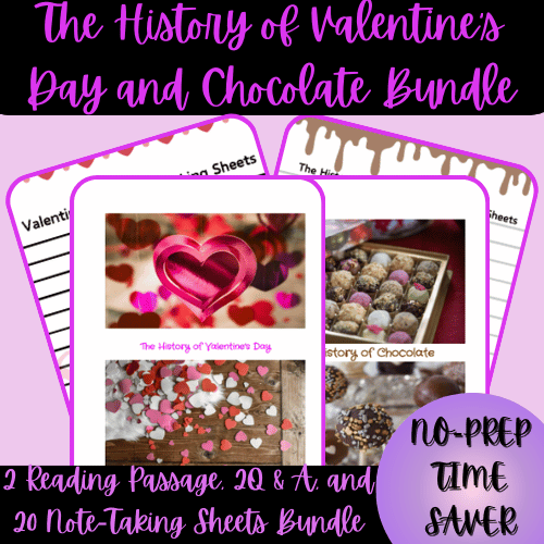 The History of Valentine's Day & Chocolate Reading Passage Bundle