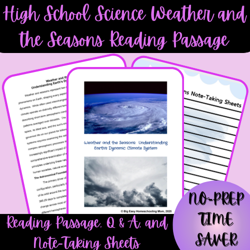 High School Science Weather and the Seasons Reading Passage